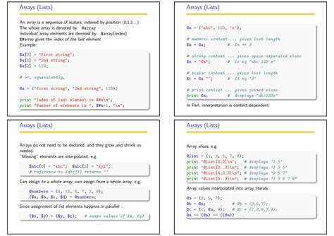 Perl Arrays Lecture Note Arrays Lists Arrays Lists An Array Is