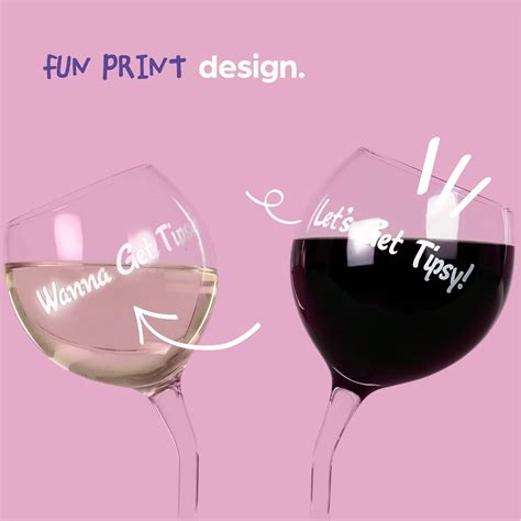 Livivo Set Of 2 Tipsy Wine Glasses Fun And Hilarious Wonky Shape