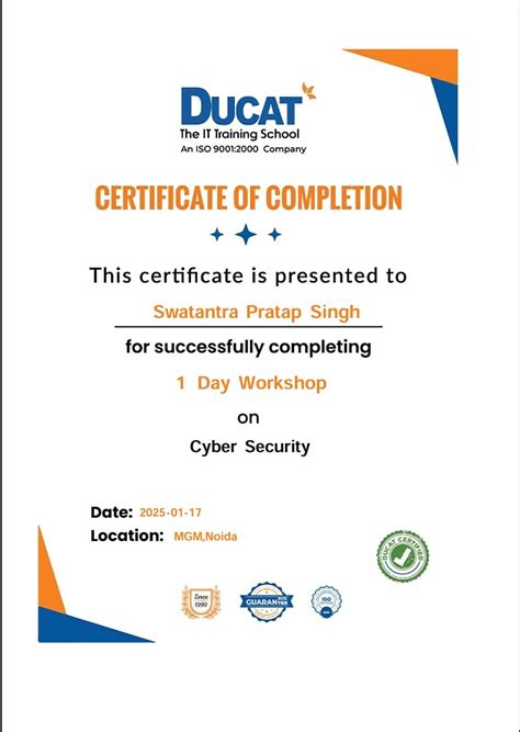 Swatantra Pratap Singh On Linkedin Cybersecurity Workshopcompleted
