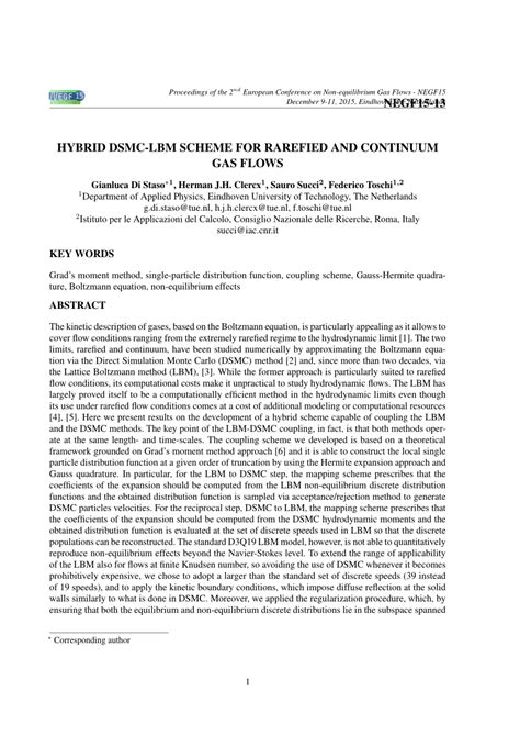 Pdf Hybrid Dsmc Lbm Scheme For Rarefied And Continuum Gas Flows