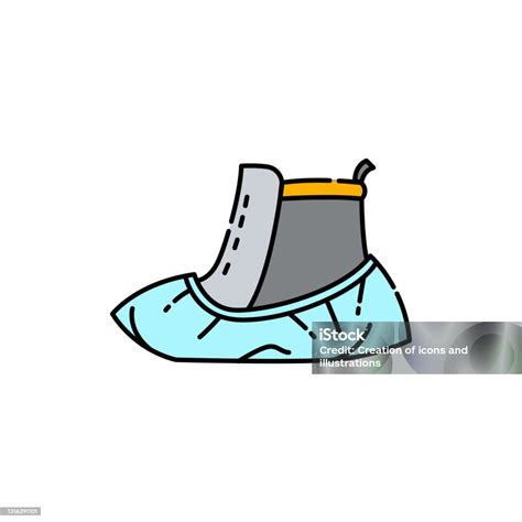 Shoe Covers Color Line Icon Disability Isolated Vector Element Stock