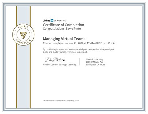 Savio Pinto Na Linkedin Certificate Of Completion