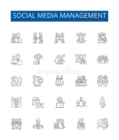 Social Media Management Line Icons Signs Set Design Collection Of