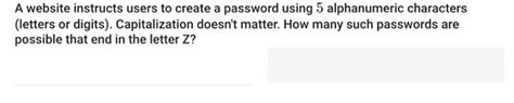 solved a website instructs users to create a password using