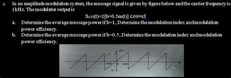 solved in an amplitude modulation system the message signal is given
