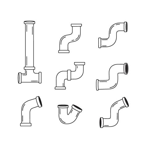 Pipe Fittings Symbol Set Including Elbows Tees Reducers And End Caps