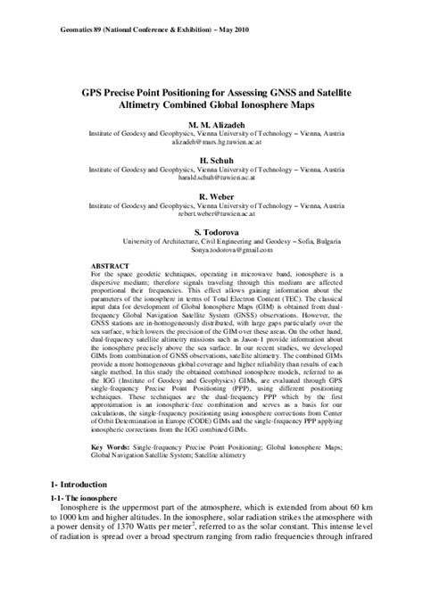 pdf gps precise point positioning for assessing gnss and satellite
