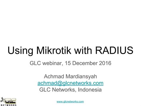 Using Mikrotik With Radius PDF Computer Networking Computing