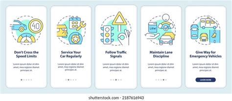 Common Driving Safety Rules Onboarding Mobile Stock Vector Royalty Free 2187616943 Shutterstock