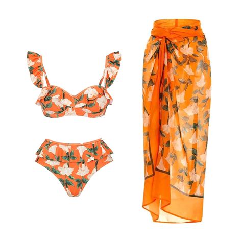 Idopip Womens One Piece Swimsuit With Matching Wrap Skirt Sarong