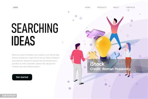 새로운 영혼과 아이디어를 검색하는 사람들의 사용자 정의 그림으로 아이디어 방문 페이지 템플릿을 검색합니다 개념에 대한 스톡 벡터 아트 및 기타 이미지 Istock