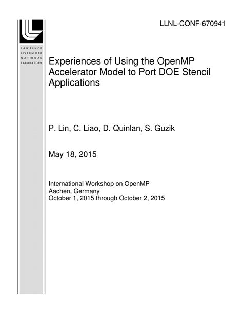 Pdf Experiences Of Using The Openmp Accelerator Model To Port Doe