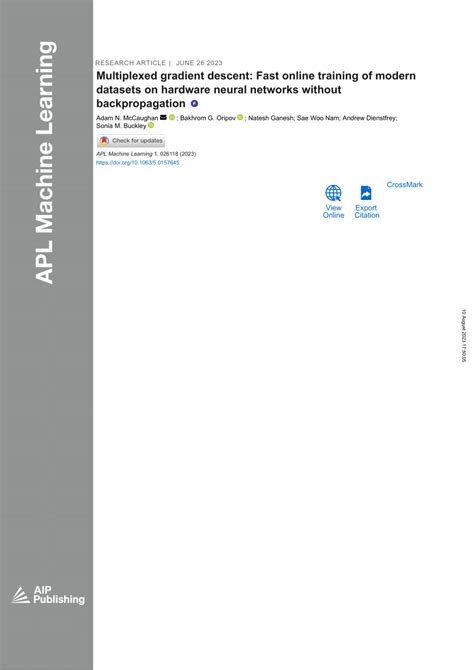 Pdf Multiplexed Gradient Descent Fast Online Training Of Modern Datasets On Hardware Neural