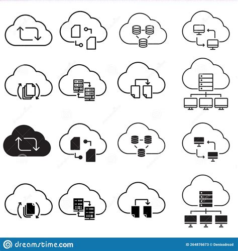 Data Exchange Icon Vector Set Cloud Server Illustration Sign