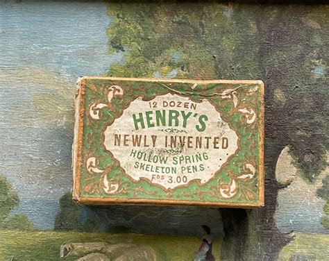 Vintage Pen Nib Box Henrys Newly Invented French Les Plumes Nice Graphics Etsy
