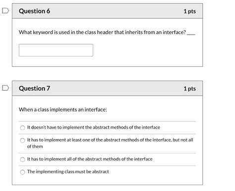 Solved Question 8 1 Pts A Class Can Implement Interfaces Oo