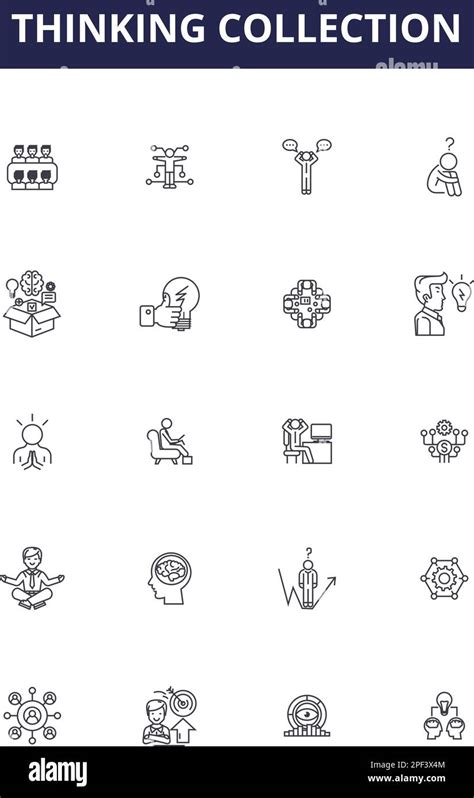 Thinking Collection Line Vector Icons And Signs Analyzing Ideating Brainstorming Imagining