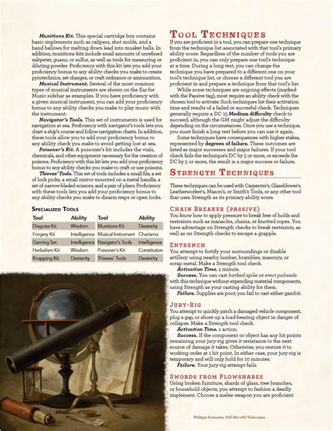 Tool Techniques Skill Based Features For Martial Classes That Represent Talent Cunning And