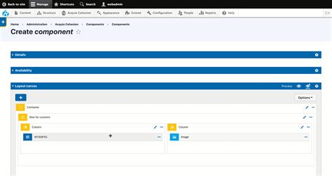 using the layout canvas to create layouts for templates and components