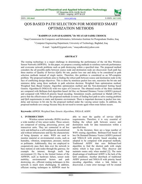 pdf qos based path selection for modified smart optimization methods