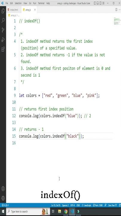 How To Use Indexof Method In Javascript Shorts Youtube