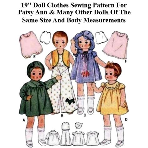 19 Patsy Ann Doll Clothes Vintage Sewing Pattern Please Look At All