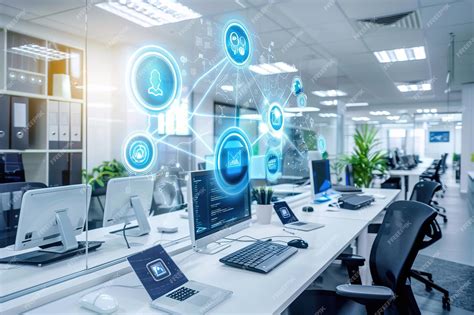 Premium Photo A Smart Office Environment With Iot Sensors Optimizing Energy Usage Temperature