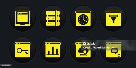 Ssl 브라우저 창 그래프 차트 인포그래픽 클라우드 기술 데이터 전송 서버 새로운 채팅 메시지 알림 및 랩톱 브라우저 아이콘으로 사이트 보안을 설정합니다 벡터