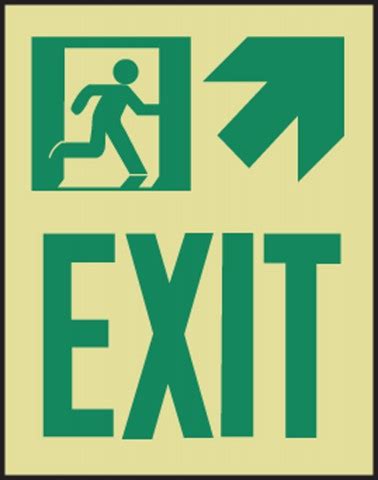 Exit Right Arrow Glow In The Dark Safety Sign MLNY