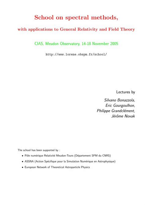 Pdf School On Spectral Methods Dokumentips