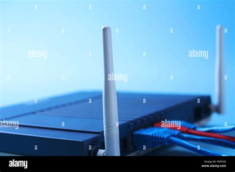 Wireless Computer Router With Cables Stock Photo Alamy