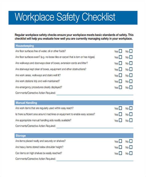 Company Safety Work Checklist Excel Template And Google 41 OFF