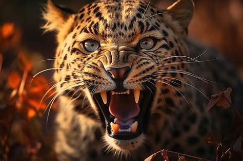 Premium Ai Image Macro Leopard Playtime With A Companion