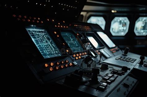 Close Up Of Spaceship S Navigation System With Stars In The Background