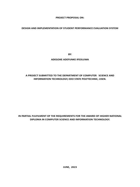 Proposal Design And Implementation Of Student Performance Evaluation