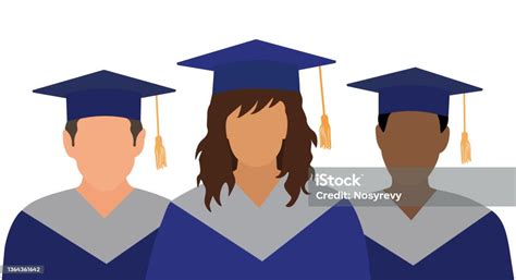 맨틀과 졸업 모자를 입은 졸업생들이 서로 뒤처지고 있습니다 졸업식 벡터 일러스트레이션 졸업식에 대한 스톡 벡터 아트 및 기타 이미지 졸업식 미국 인물 사진 Istock