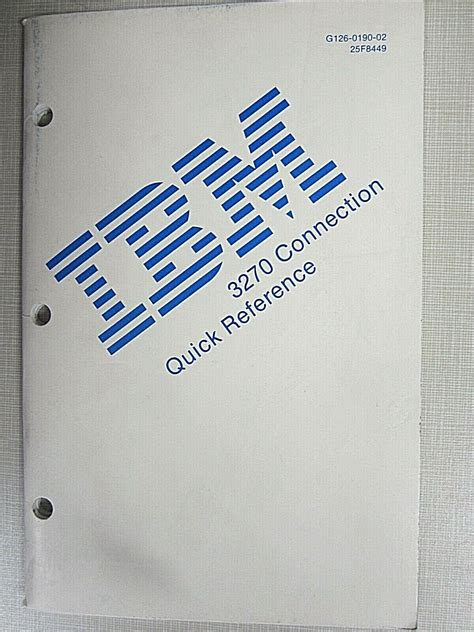 Ibm 3270 Connection Quick Reference Guide P N 25f8449 Ebay