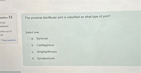 Solved Uestion 33the Proximal Tibiofibular Joint Is