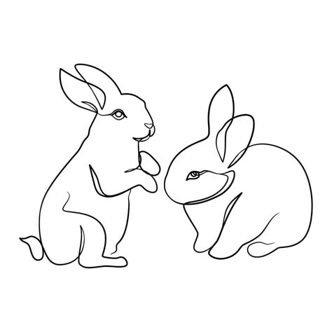 Bunny Rabbit Continuous Line Art Drawing 11133915 Vector Art At Vecteezy