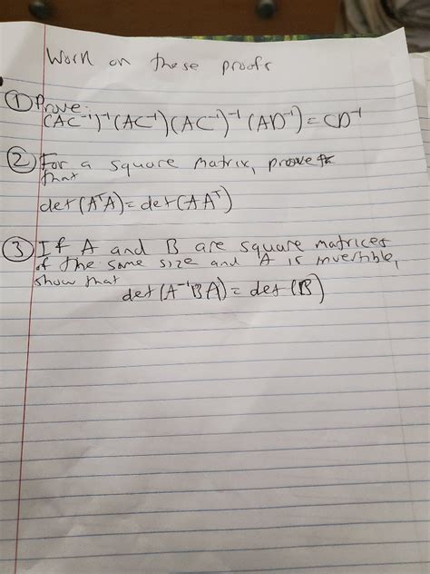 Solved Linear Algebra Work On These Proofs If Possible Chegg