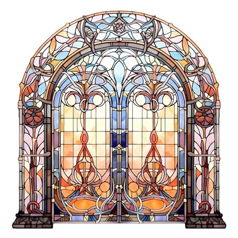 Premium Ai Image Wrought Iron Gate With Stained Glass Bringing Out Watercolor Gate Beauty Art
