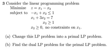 Solved 3 Consider The Linear Programming Problem Minimize Z