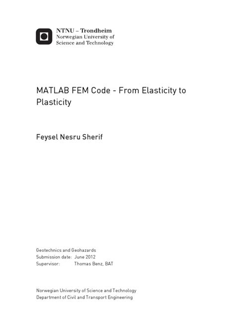 Matlab Fem Code From Elasticity To Plasticity Pdf Finite Element Method Deformation