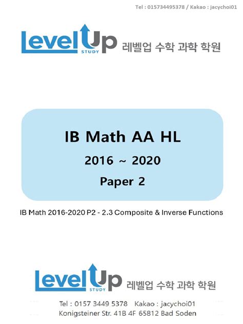 Ib Math 2016 2020 P2 23 Composite And Inverse Functions Pdf