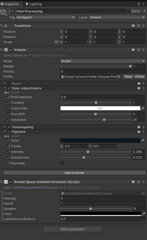 trying to add post processing in unity 🌵 needle engine needle