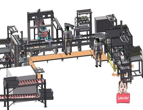 industrial 3d model automatic flipping machine manual assembly line