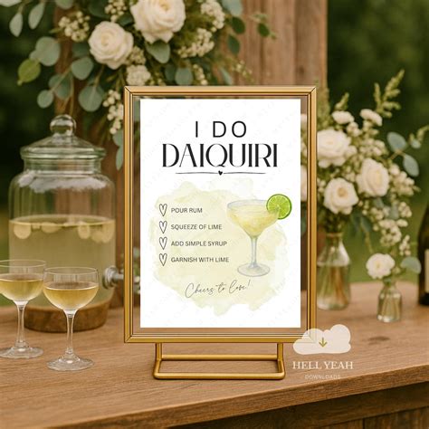 I Do Daiquiri Aesthetic Wedding Bar Sign Tropical Lime Rum Cocktail