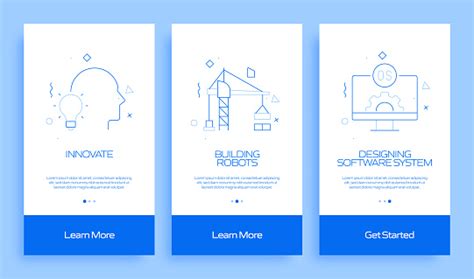 로봇 공학 개념 평면 아이콘과 모바일 앱 페이지 화면에 온보딩 Ux Ui 디자인 템플릿 벡터 일러스트레이션 0명에 대한 스톡 벡터 아트 및 기타 이미지 Istock