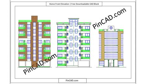 Home Front Elevation Free Downloadable Cad Block Pincad