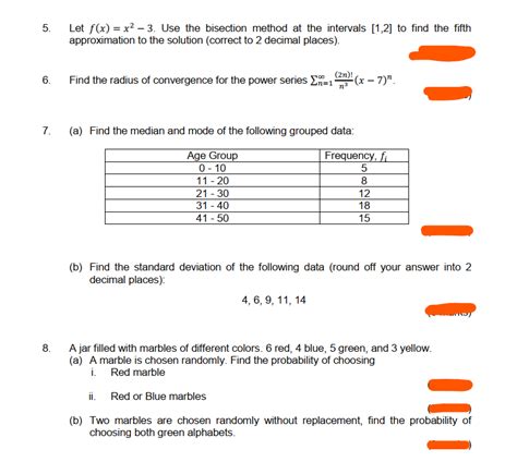 Solved 5 Let F X X2−3 Use The Bisection Method At The